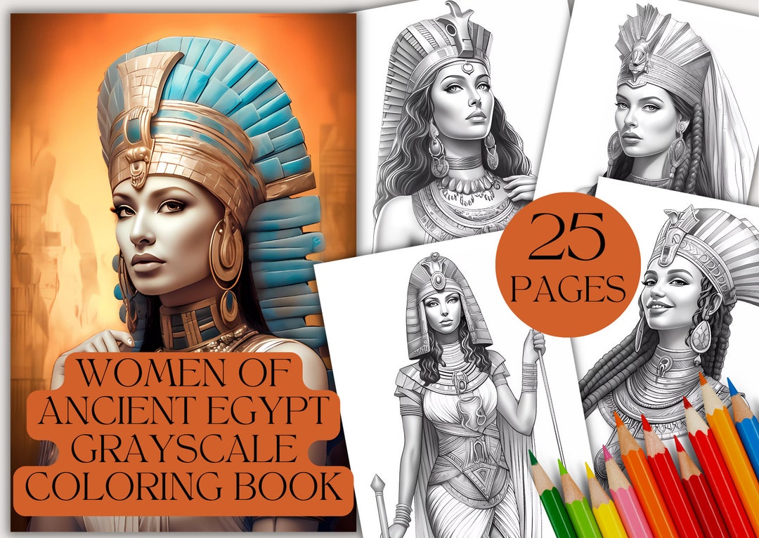 25 Women of Ancient Egypt | Coloring Book for Her | Digital Grayscale ...