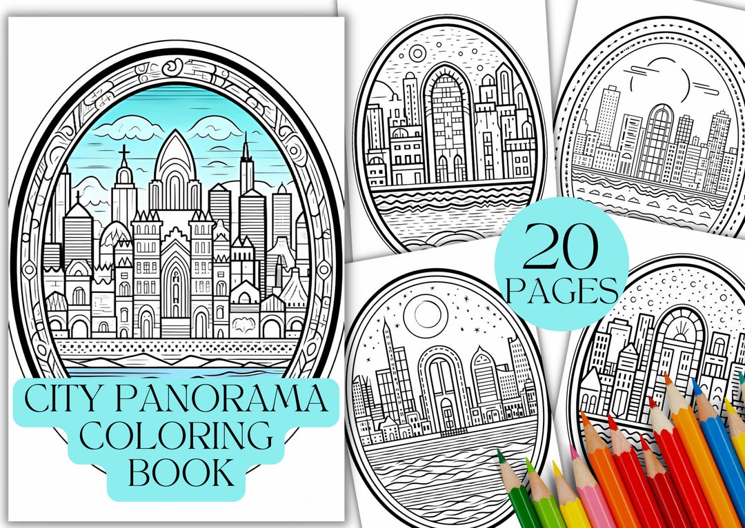 20 City Panorama Colouring Pages | Boho Colouring Book | Art Activity ...