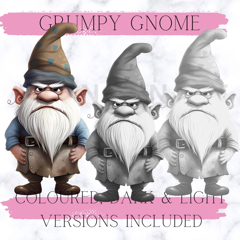 20 Grumpy Gnomes Colouring Pages Colour Book Grayscale Art - Etsy