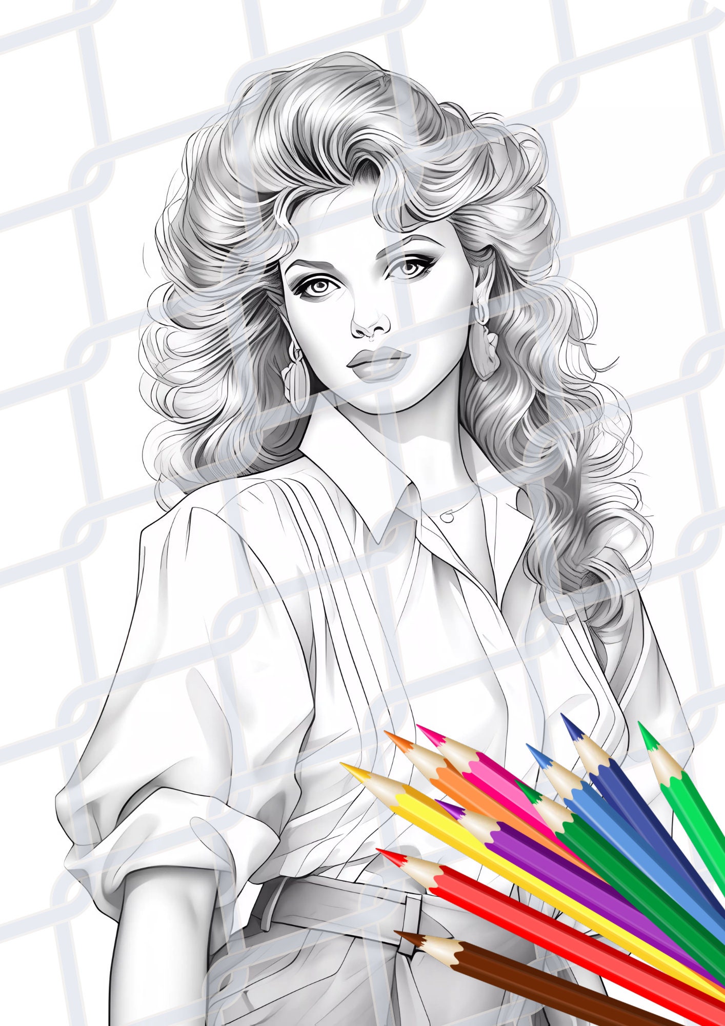 40 Women of the 80s Coloring Book for Her Grayscale Colouring Pages for ...