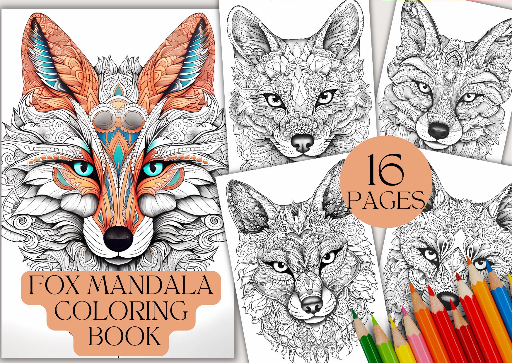 16 Fox Mandala Colouring Pages Colour Book Relaxation Activity for Kids ...