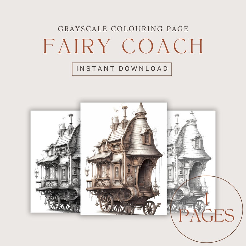 1 Fairy Coach Colouring Page Colouring Sheet Grayscale - Etsy