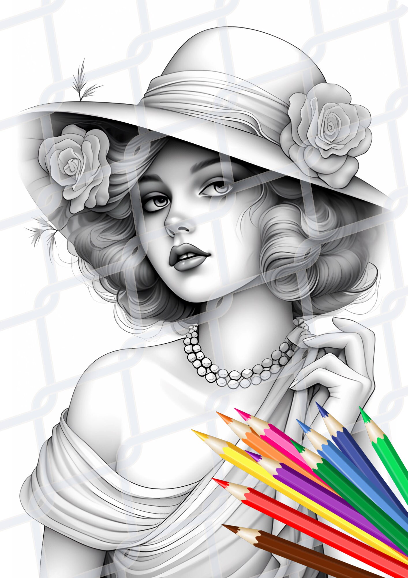 30 Women of the 20's | Coloring Book for Her | Grayscale Colouring ...