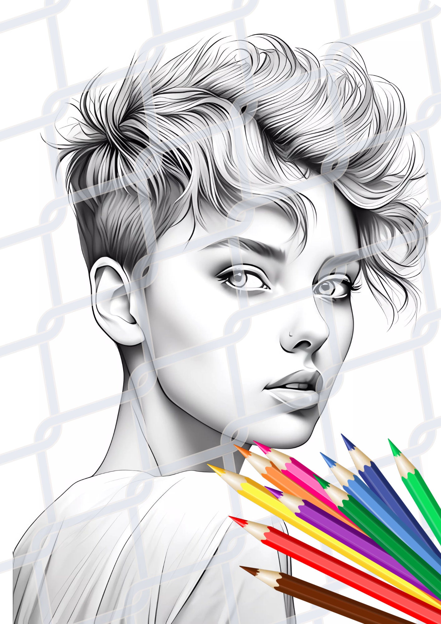 25 Women Short Hairstyles Coloring Book for Her Grayscale - Etsy