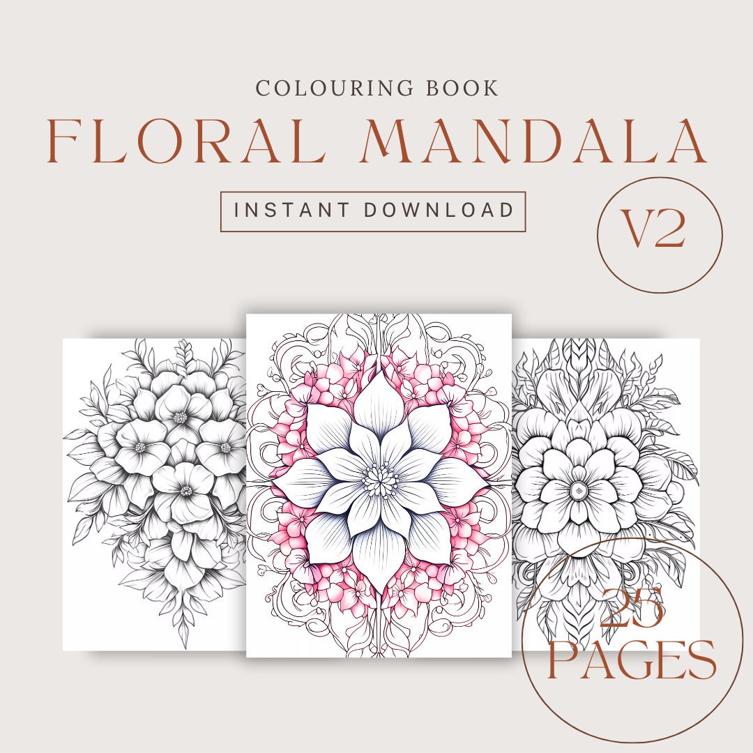 25 Floral Mandala Colouring Book V2 | Colouring Pages | Art Activity ...