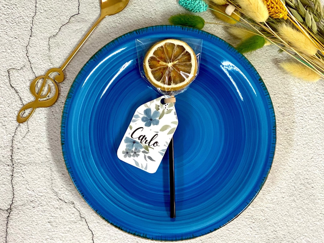 Wedding Favor Cocktail Lollipops Custom Blue Flower Tag Handmade Hard ...