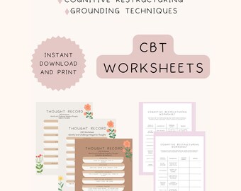 Printable CBT Thought Record Cognitive Distortions (Instant Download ...