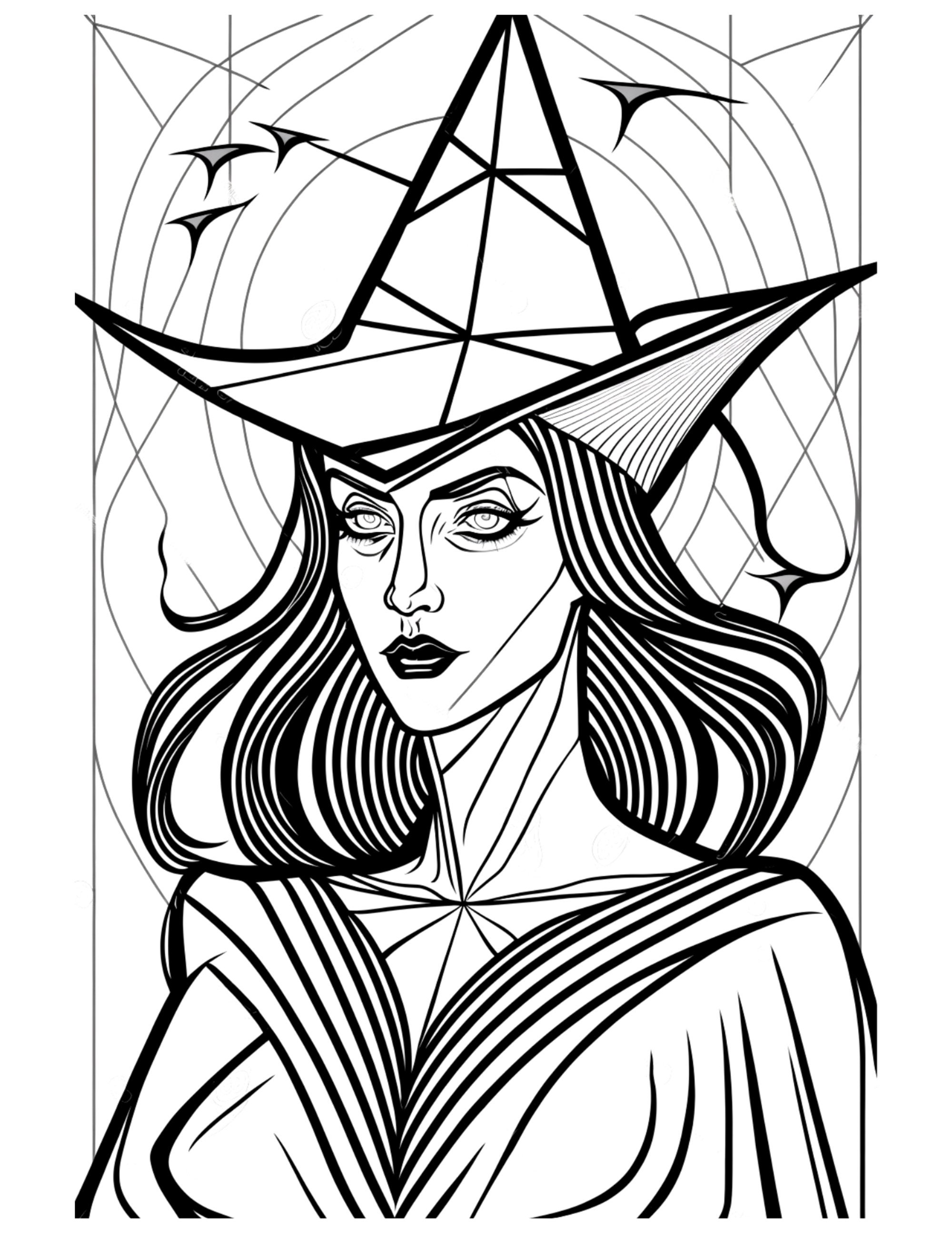 40 Witchcraft Adult Coloring Pages | Artnouveau Dark Fantasy for Adults ...
