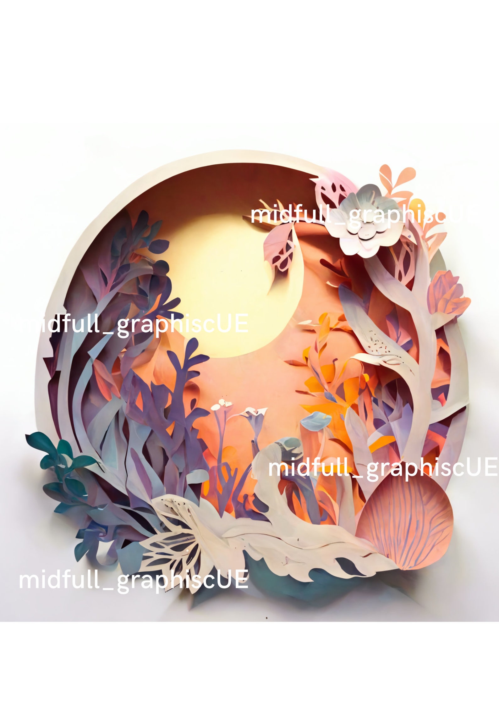 Papercut Nature Illustation, AI Generated, Print - Etsy