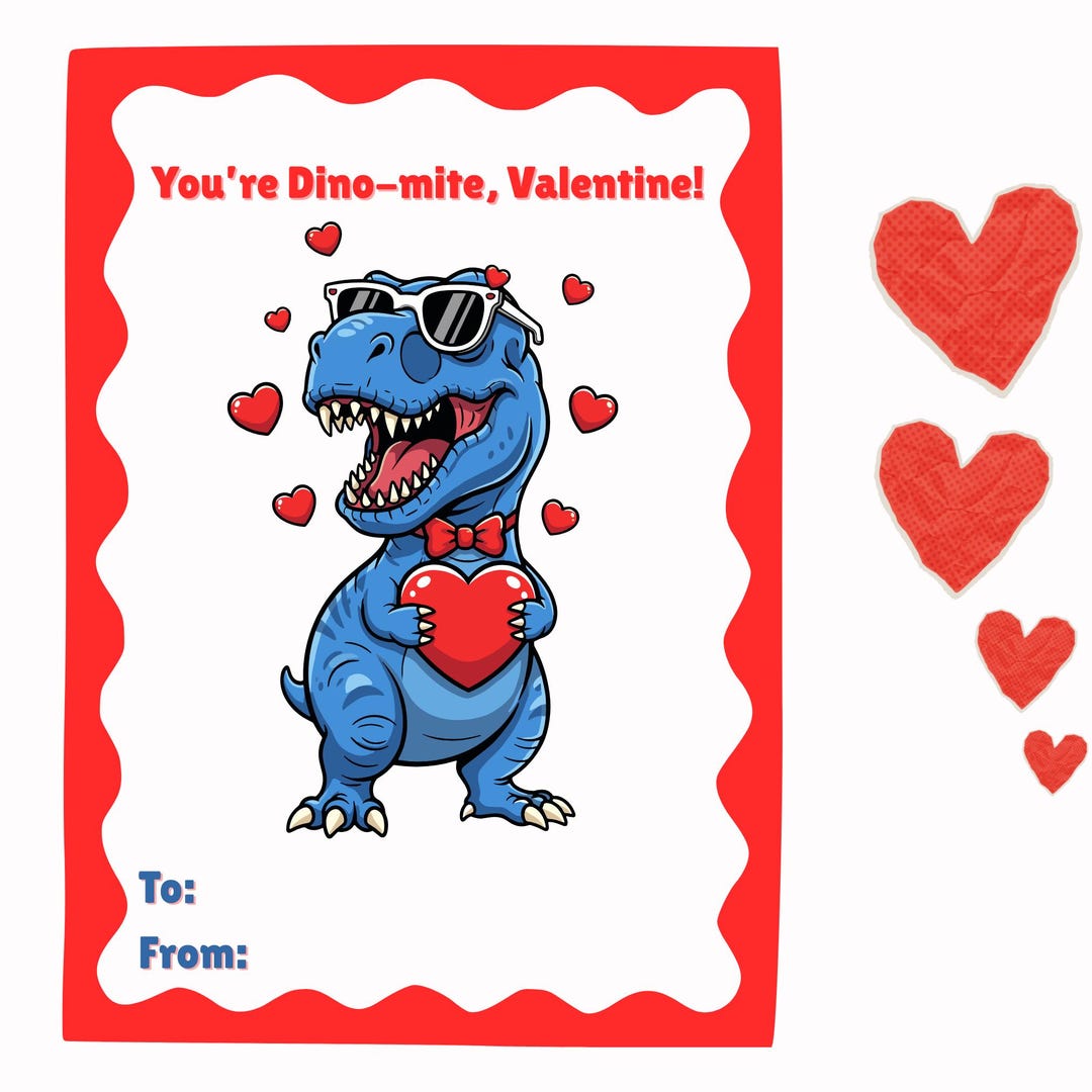 Dinosaur Valentine Cards Printable | Dino Valentines for Kids ...