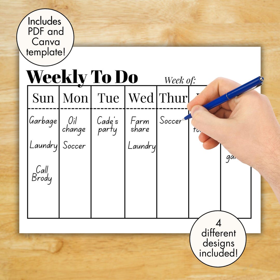 Minimalist Weekly to Do List Template: Editable Canva PDF (printable ...