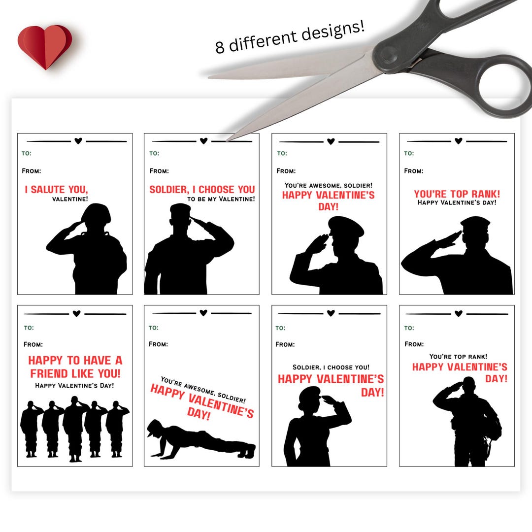 Soldier Valentine Cards Printable | Military Valentine Designs | Kids ...