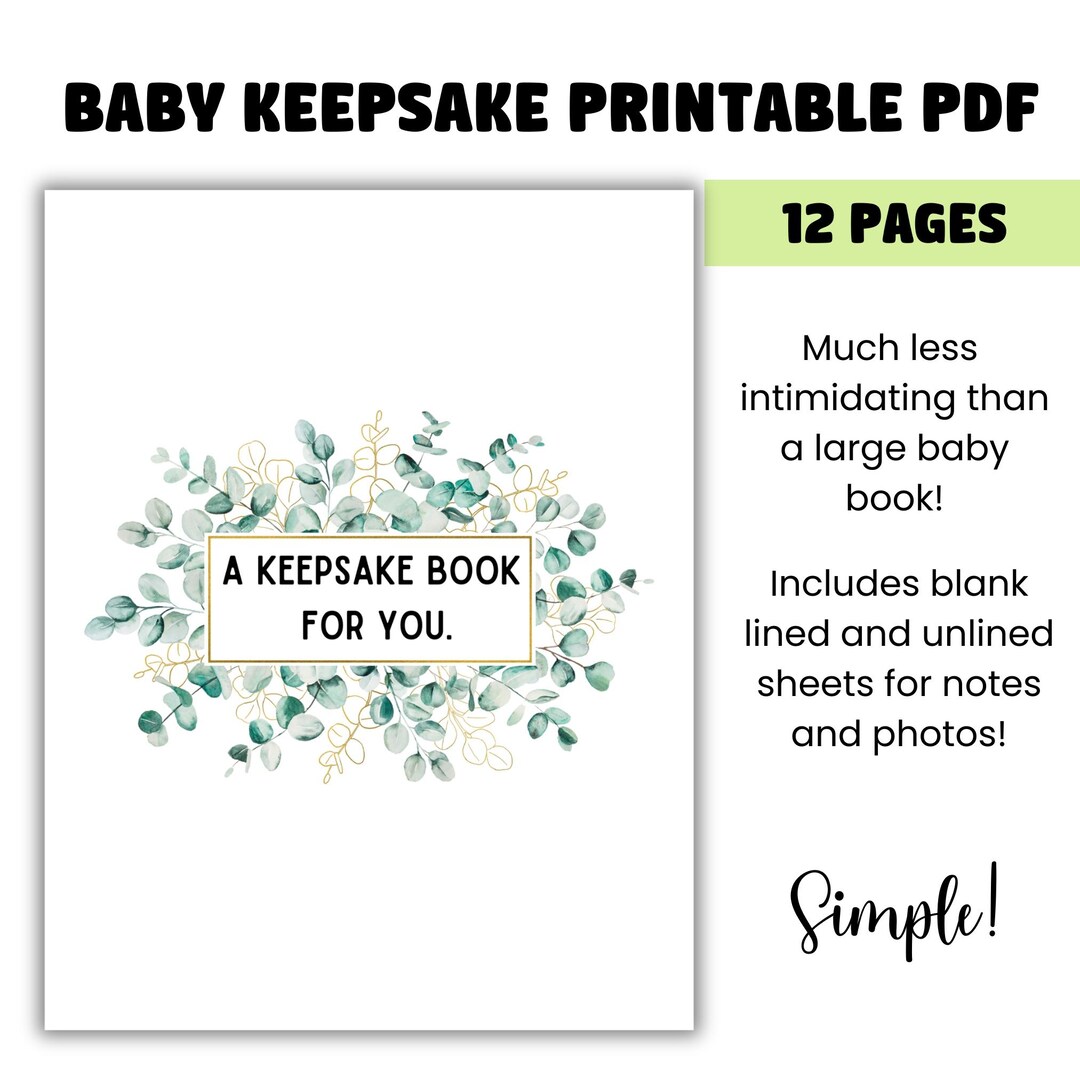 Printable Baby Keepsake Book, Easy for Parents, Babyshower Gift, Memory ...