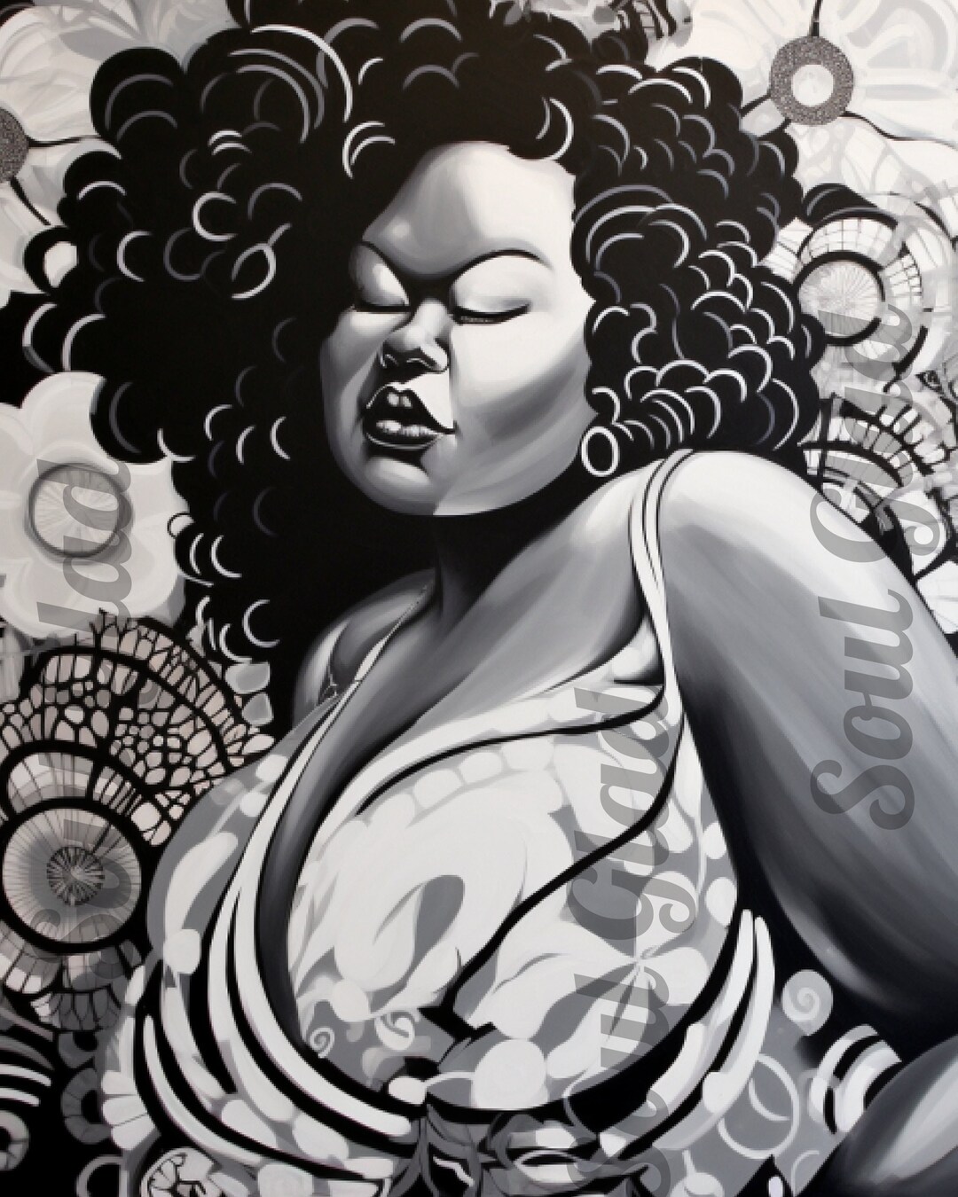 Spiraling Love Full-figured Black Woman Confident Blissful - Etsy