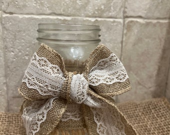 Rustic Wedding Decorations Boho Burlap Mason Jar Sleeves Vintage Bridal ...