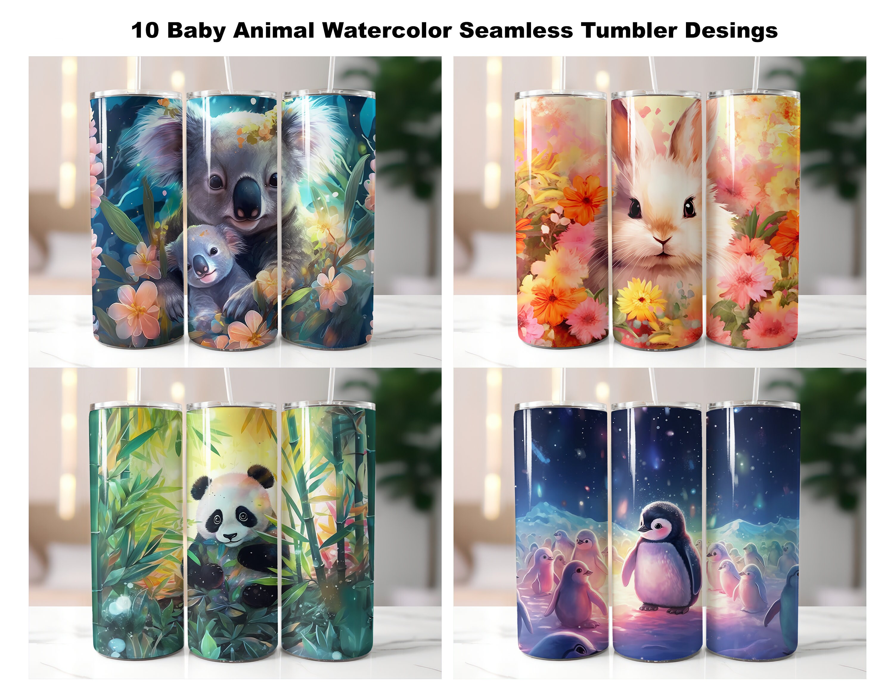 Mega Bundle - 150 Baby Animal 20 Oz Tumbler Wrap Designs - Seamless ...