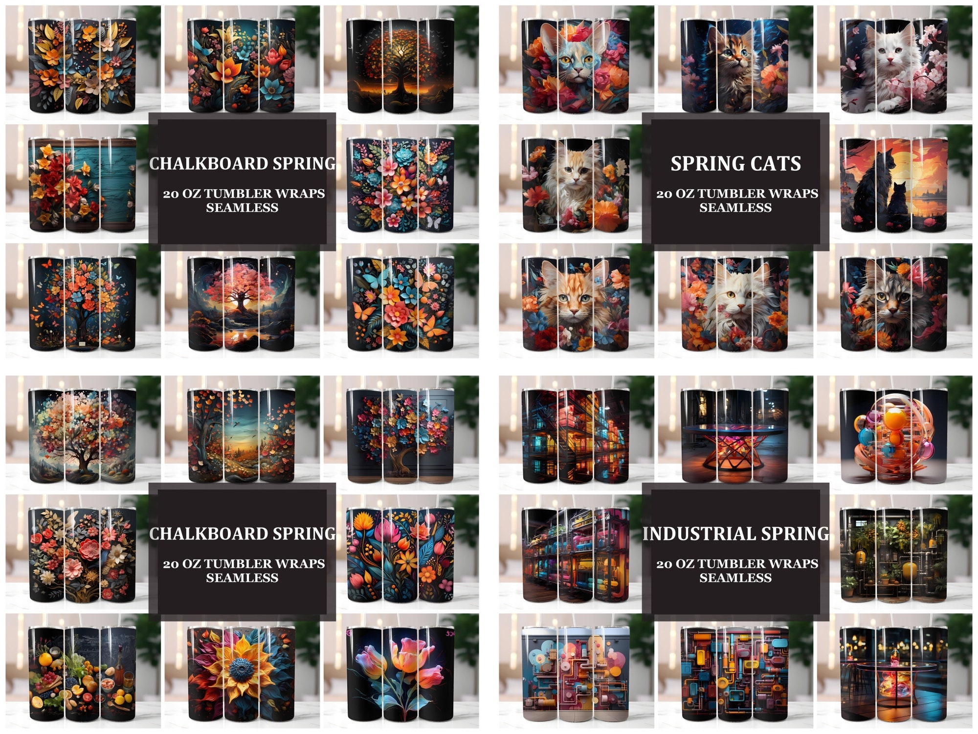 Spring Mega Bundle - 2000 20oz Spring Tumbler Wrap Designs - Seamless ...