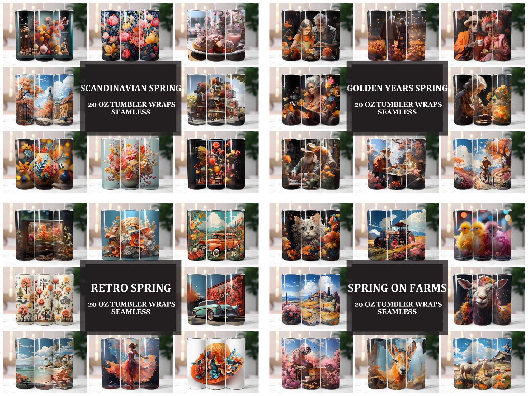 Spring Mega Bundle - 2000 20oz Spring Tumbler Wrap Designs - Seamless ...