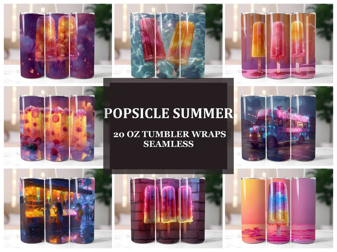 Set of 10 Popsicle Summer 20oz Tumbler Wrap Design Sunny Season ...