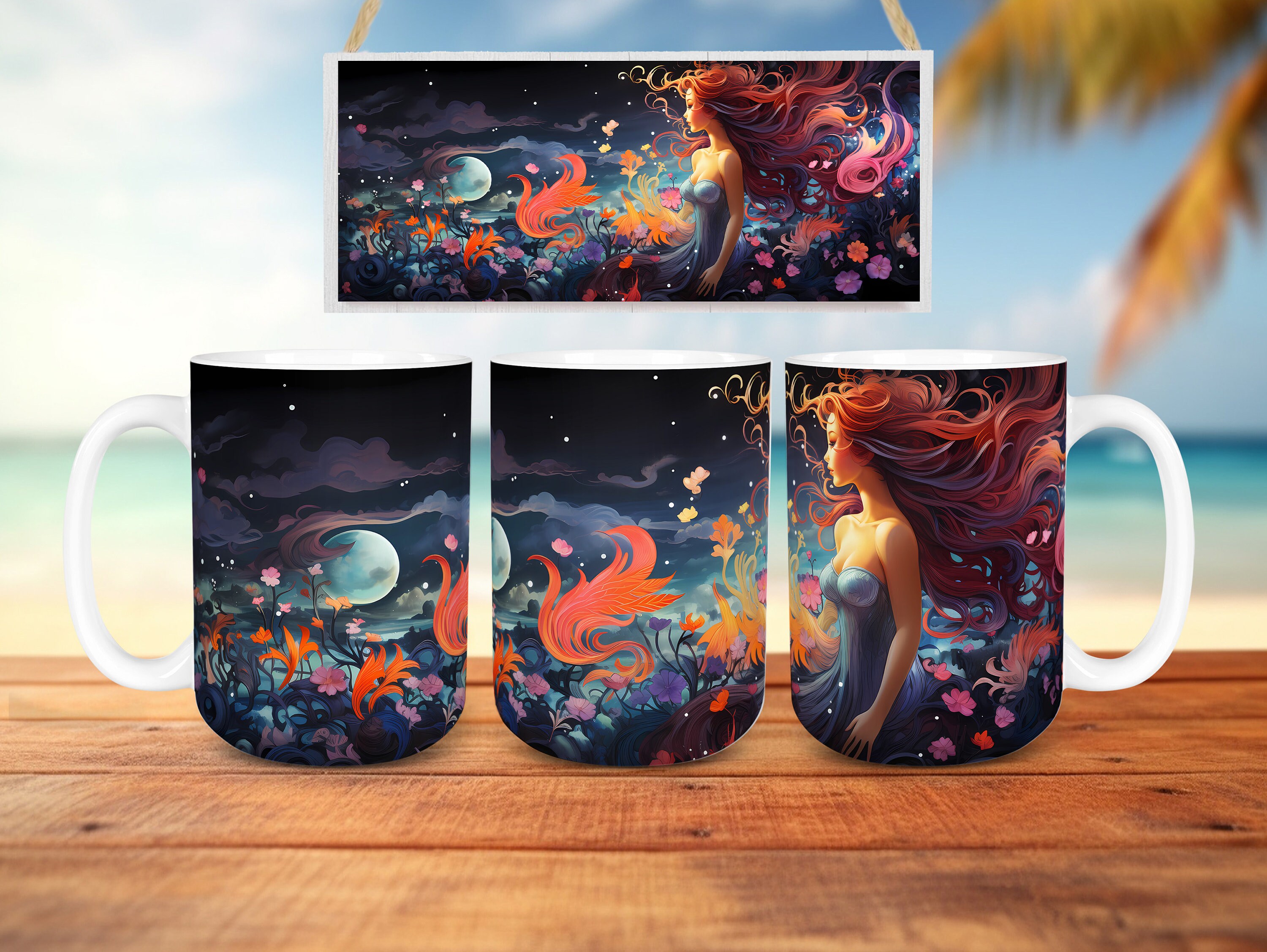Set of 10 Mermaid 11oz & 15oz Mug Wrap Designs Mermaid Mug Sublimation ...
