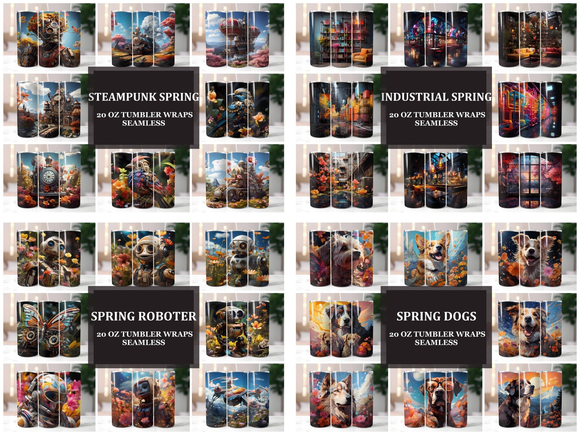 Spring Mega Bundle 2000 20oz Spring Tumbler Wrap Designs Seamless ...