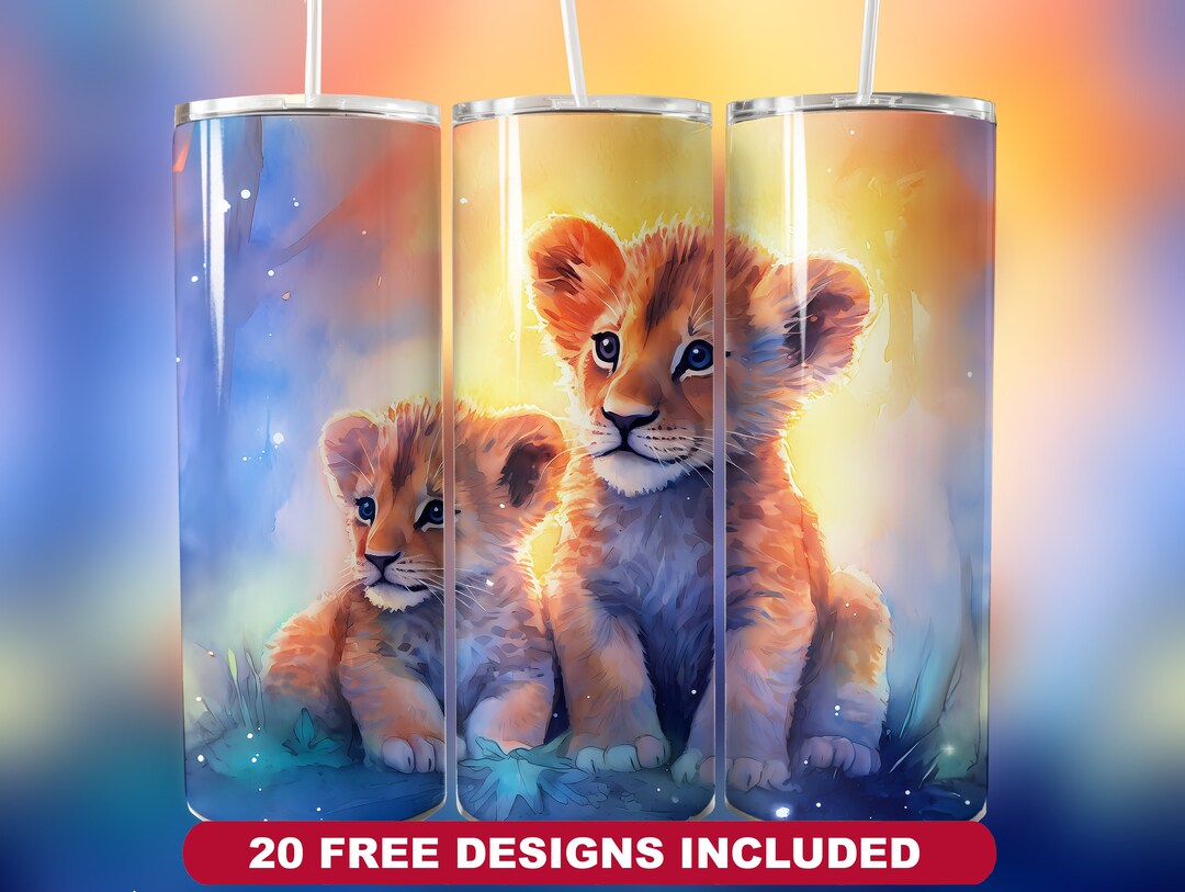 10x Baby Lion Seamless Tumbler Wrap Designs - Lion 20oz Sublimation ...