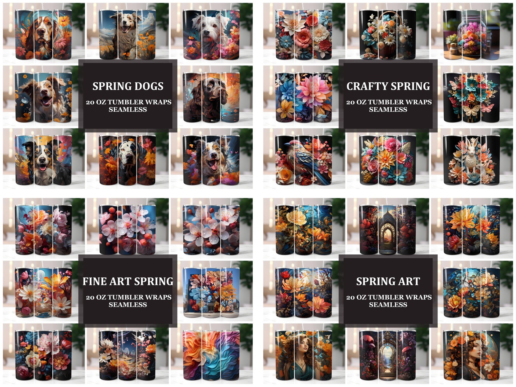 Spring Mega Bundle - 2000 20oz Spring Tumbler Wrap Designs - Seamless ...