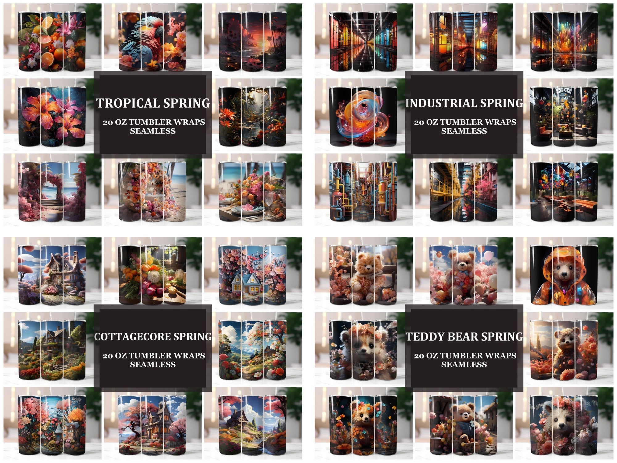 Spring Mega Bundle - 2000 20oz Spring Tumbler Wrap Designs - Seamless ...