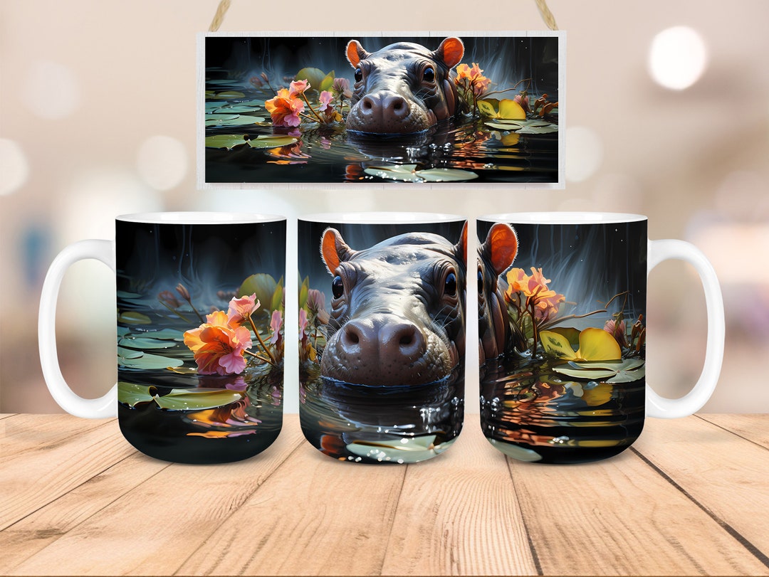 Baby Hippo 11oz & 15oz Mug Wrap Design Baby Hippo Mug Sublimation ...