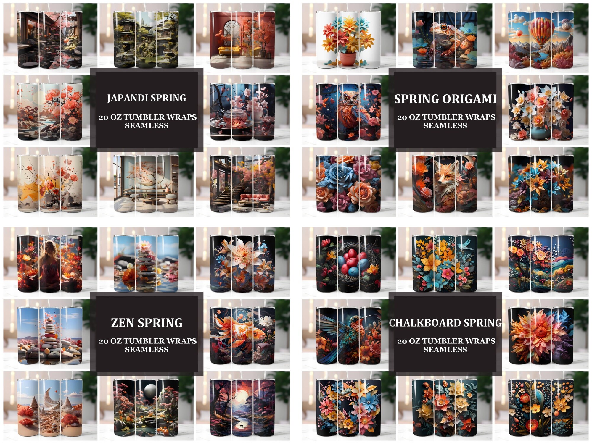 Spring Mega Bundle - 2000 20oz Spring Tumbler Wrap Designs - Seamless Sublimation Tumbler Wrap ...