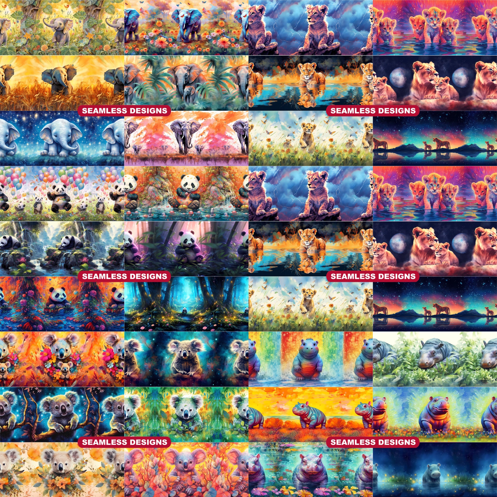 Mega Bundle - 150 Baby Animal 20 Oz Tumbler Wrap Designs - Seamless ...