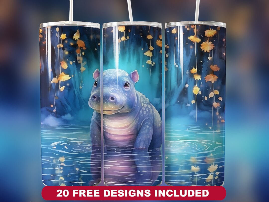 Set of 10 Baby Hippo 20oz Tumbler Wrap Designs - Seamless Hippo ...