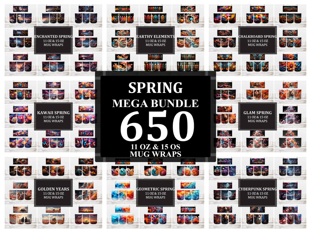 MEGA SPRING BUNDLE - 650 Spring 11oz & 15oz Mug Wrap Designs - Mug ...