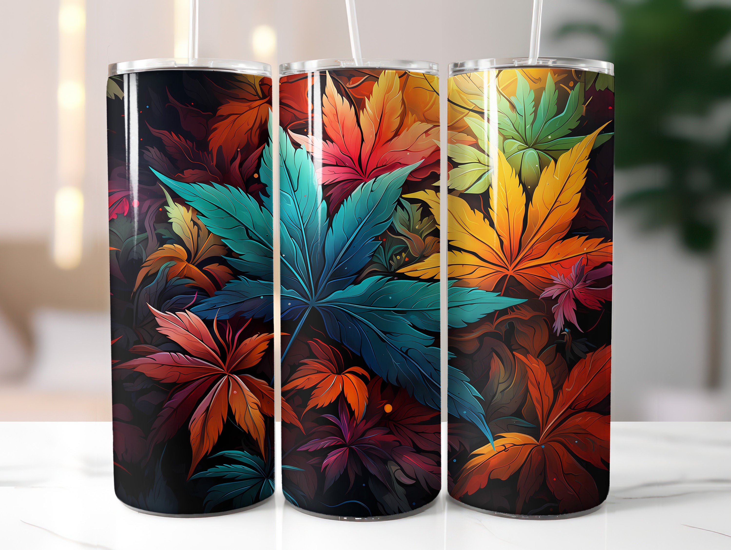 10x Cannabis Leaves Seamless Tumbler Wrap Designs - 20oz Marijuana ...