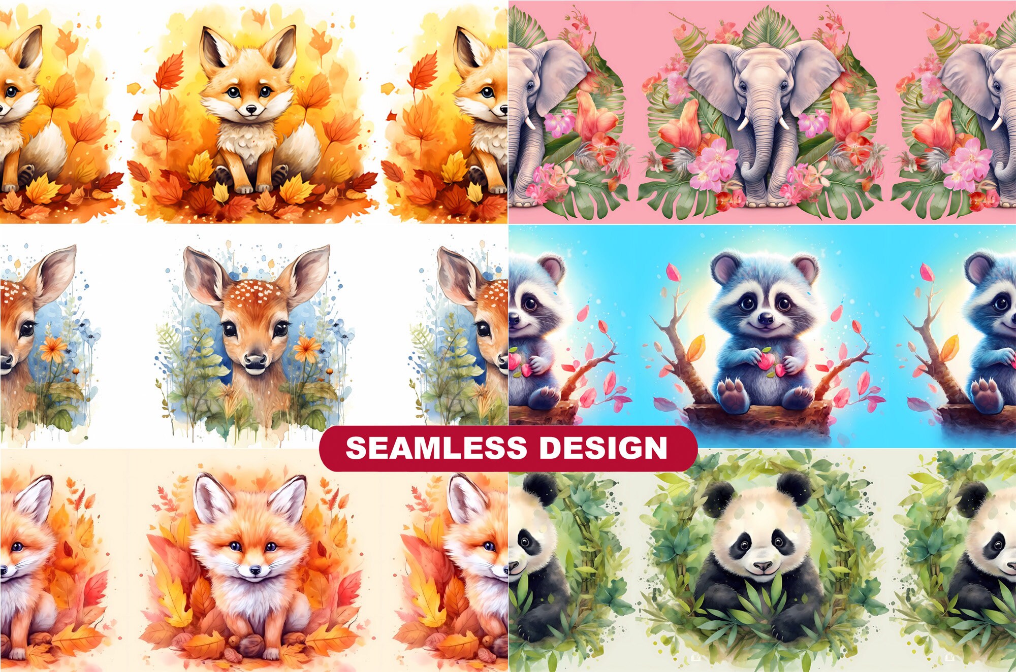 Set of 10 Baby Animal 20oz Tumbler Wrap Designs Seamless - Etsy