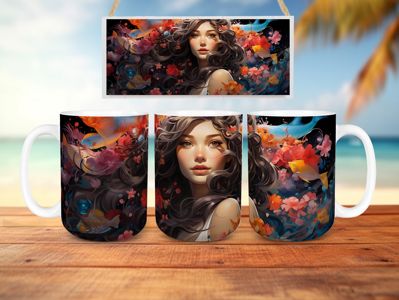 Set of 10 Mermaid 11oz & 15oz Mug Wrap Designs Mermaid Mug Sublimation ...