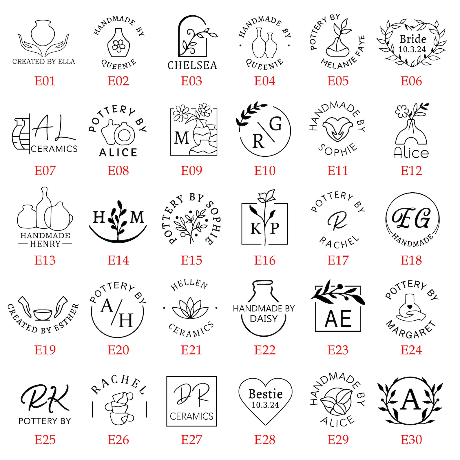 Pottery Signature Stamp, Custom Pottery Stamp, Personalized Clay Stamp ...