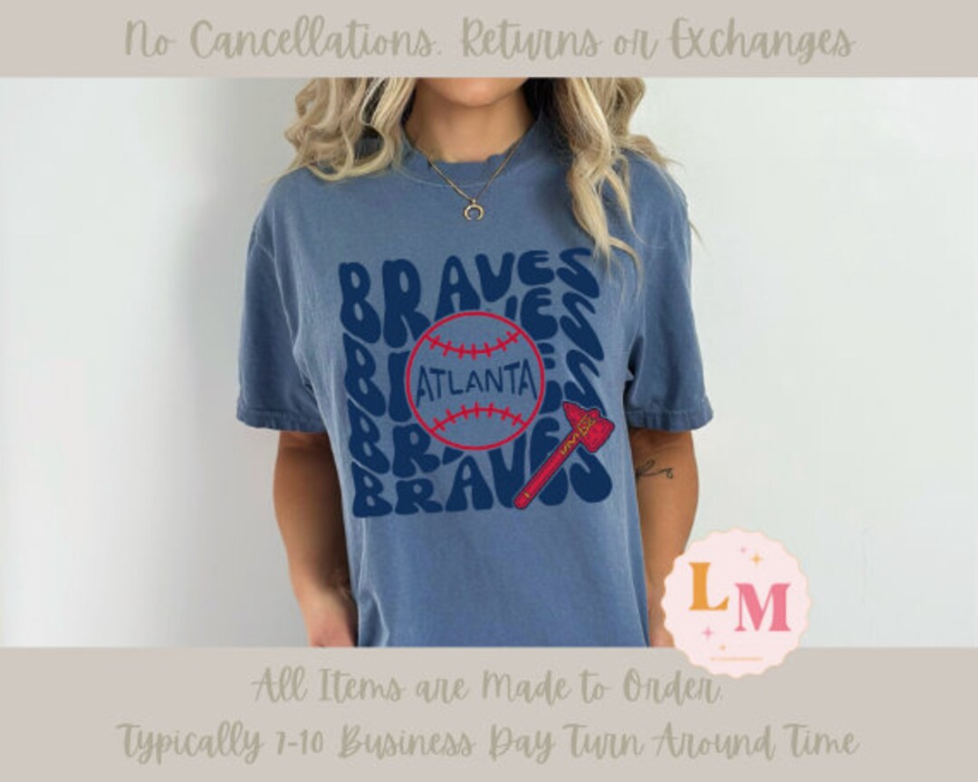 Braves Retro Wavy Graphic Tee Design, Braves Baseball, Atlanta Georgia ...