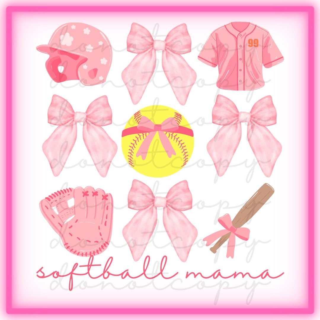 Softball Mama Pink Coquette PNG, Softball Mama Digital Download ...