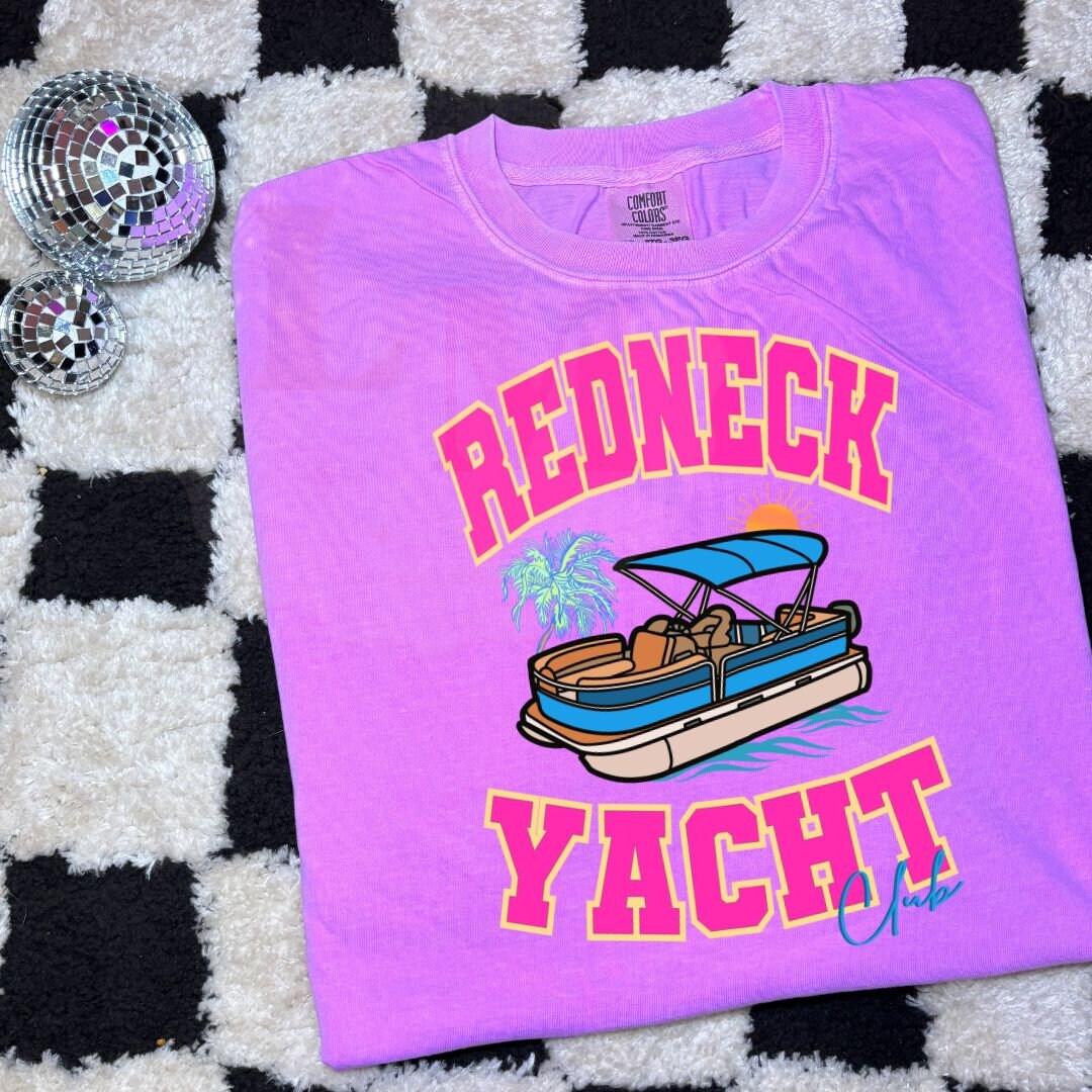 Redneck Yacht Club Neon Comfort Colors Tee, Neon Summer Graphic Tee ...