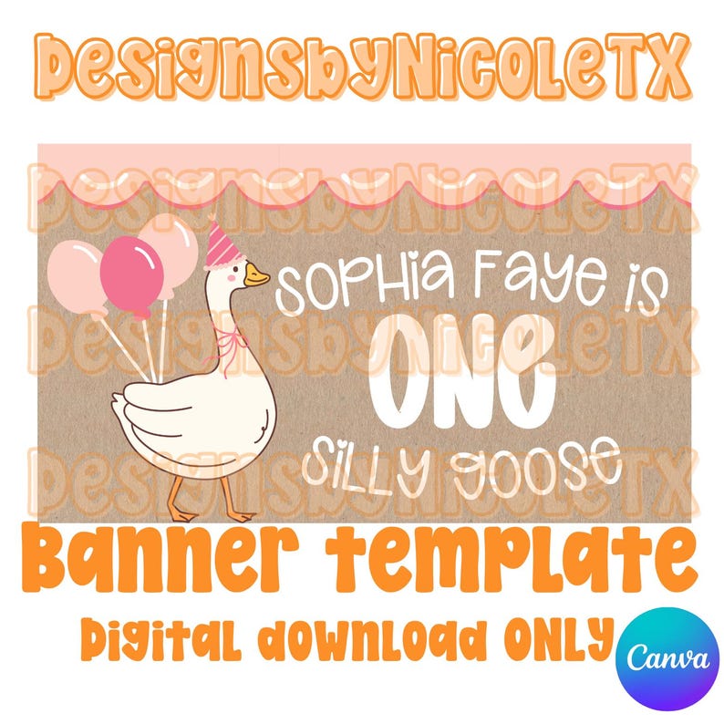 Silly Goose Birthday Banner Template | 36x60 | Digital Download ...