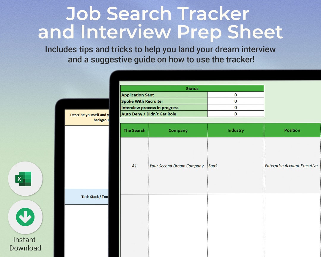 Job Application Tracker Interview Planning Job Application Planner Job Search Organizer Job