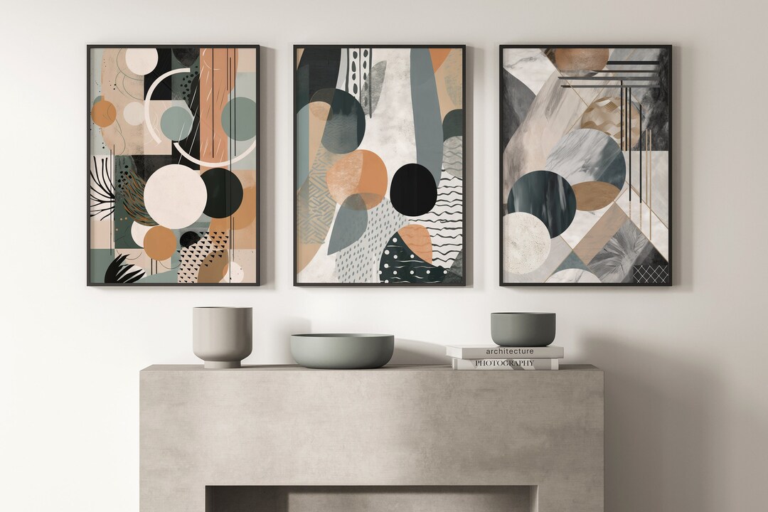 Set of 3 Abstract Texture Posters - Shapes and Textures - Digital ...