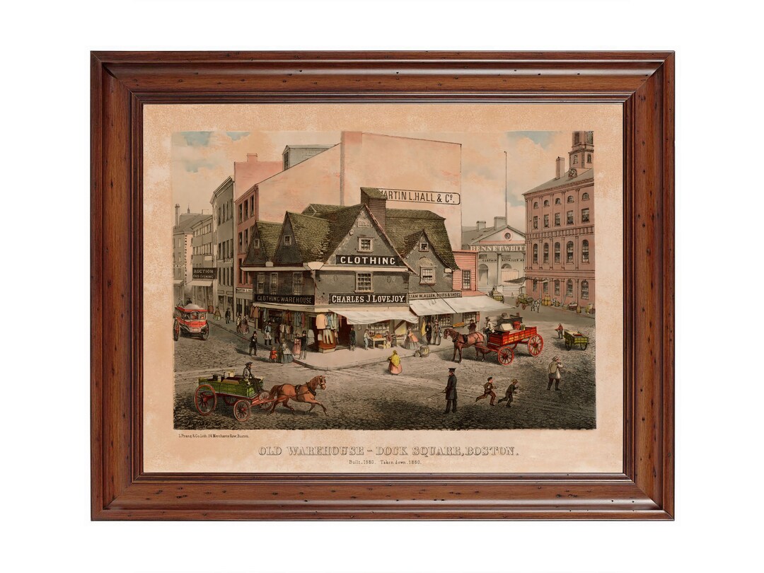 Old Warehouse - Dock Square, Boston Circa 1860; 18x24" Ready-to-frame ...