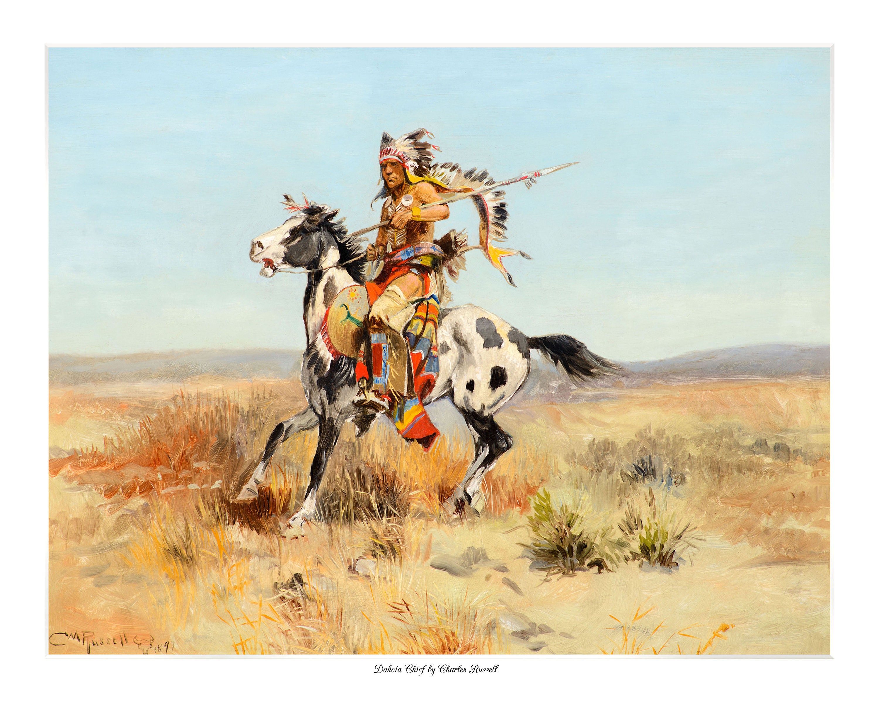 Dakota Chief by Charles Russell; 18x24" Ready-to-frame Print (picture ...