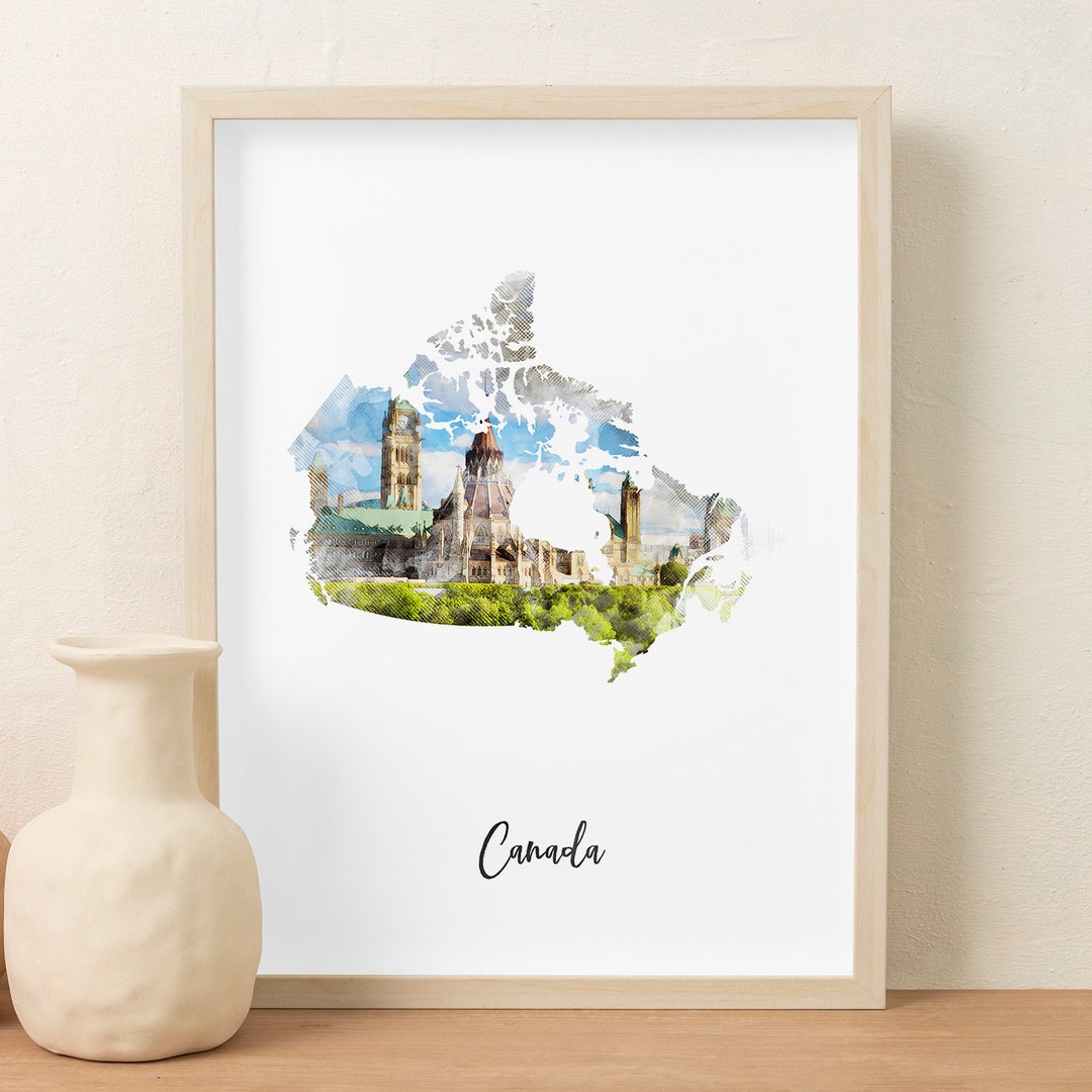 Canada Watercolor Map Digital Download, State Map, Country Map, Map ...