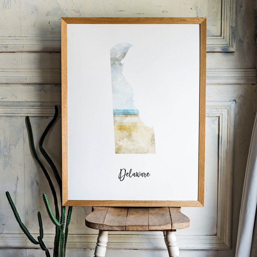Delaware Watercolor Map Digital Download, State Map, Country Map, Map ...