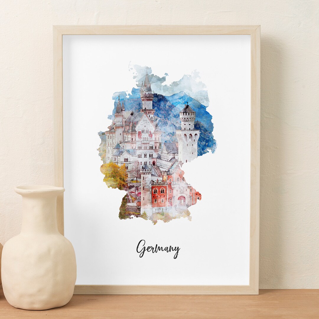 Germany Watercolor Map Digital Download, State Map, Country Map, Map ...