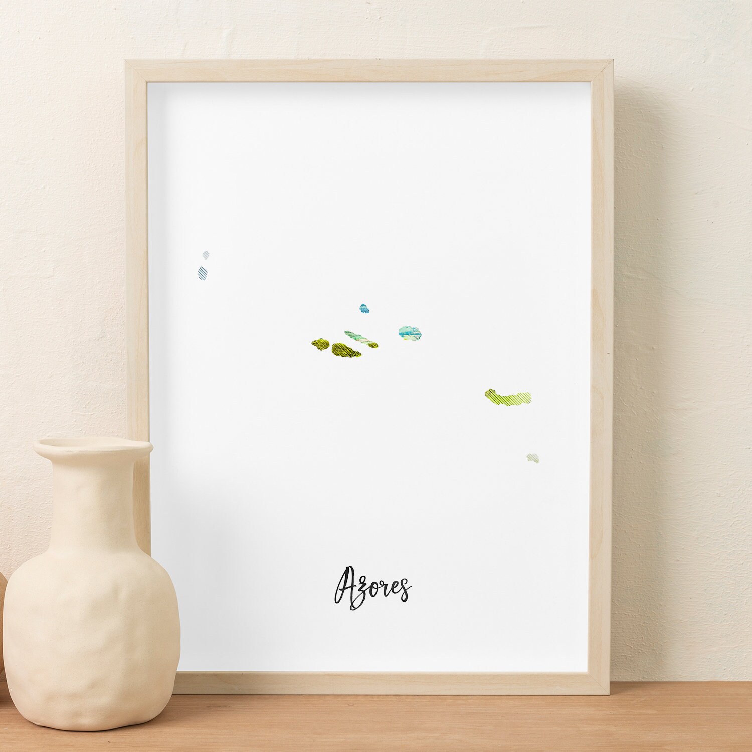 Azores Watercolor Map Digital Download, State Map, Country Map, Map ...