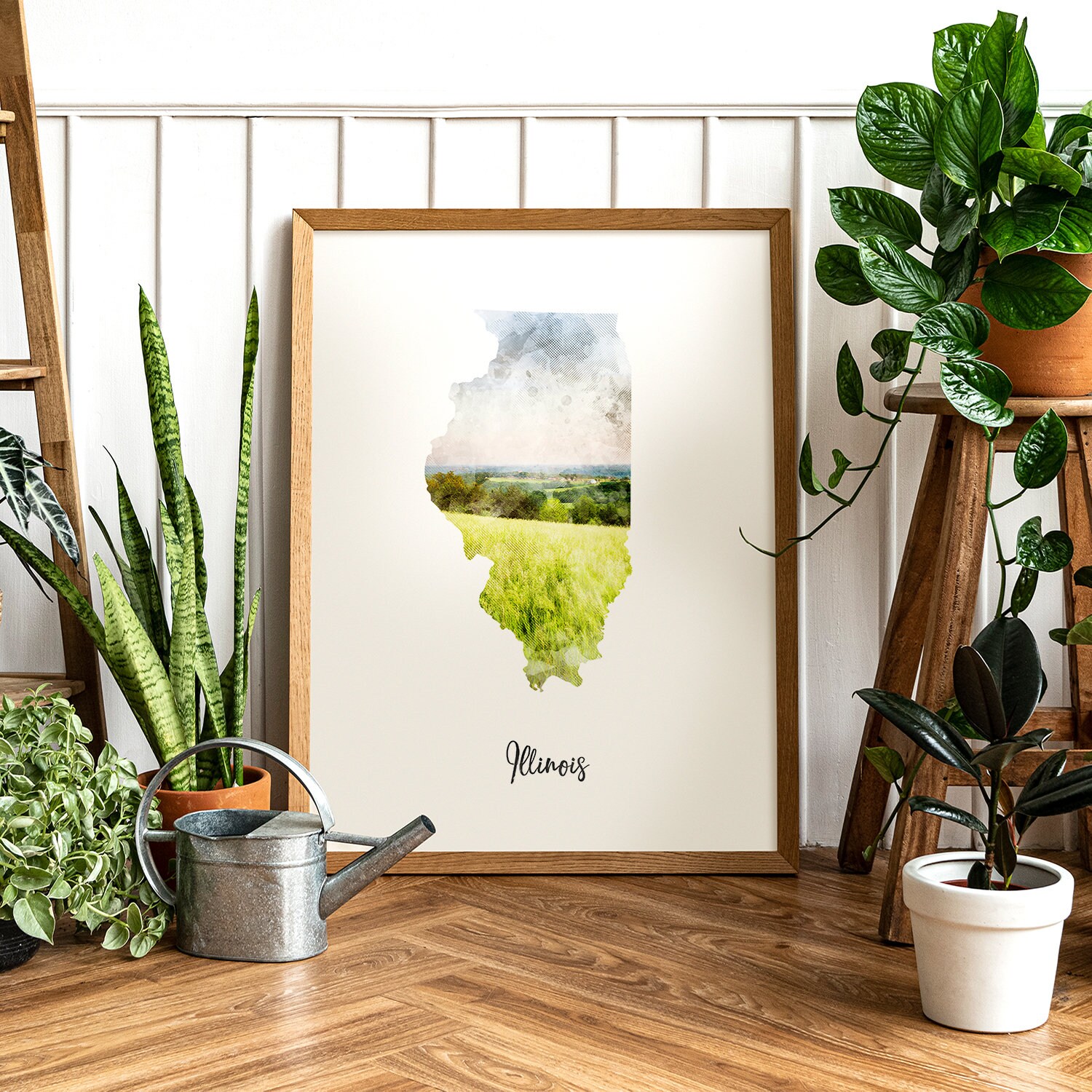 Illinois Watercolor Map Digital Download, State Map, Country Map, Map ...